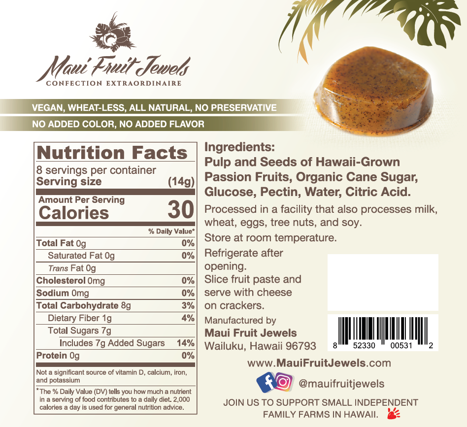 Lilikoi Passion Fruit Hawaii Fruit Paste - Maui Fruit Jewels